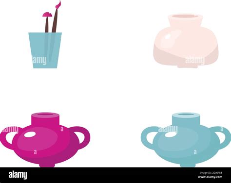 Pots Flat Color Vector Objects Set Stock Vector Image And Art Alamy