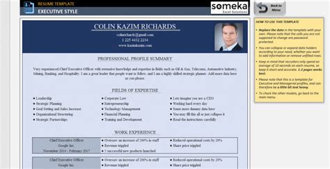 Resume Template Excel Template CV Template Professional Resume Template Executive Resume