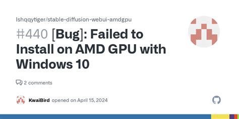 Bug Failed To Install On AMD GPU With Windows Issue Lshqqytiger Stable Diffusion