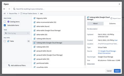 Data Connection • Add Virtual Tables To A Marketplace Product • Palantir