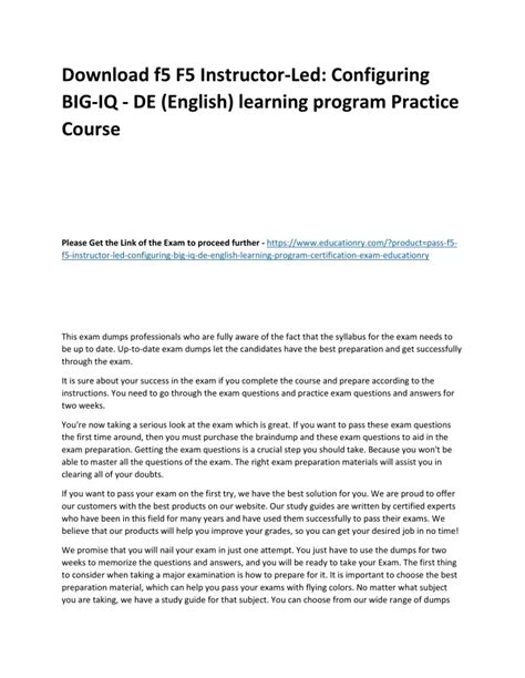 Ppt F5 F5 Instructor Led Configuring Big Iq De English Learning Program Powerpoint