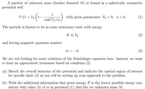Solved A Particle Of Unknown Mass Further Denoted M Is