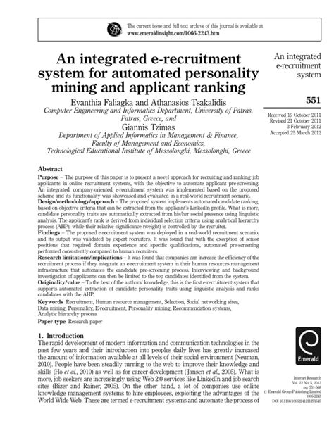Ranking Algorithm Paper Pdf Recruitment Spearmans Rank