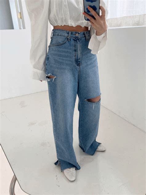 찢청 일자 데일리 데님 에이블리