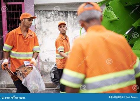 Garbage Collection Day A Garbage Collection Team At Work Stock Image Image Of Rubbish