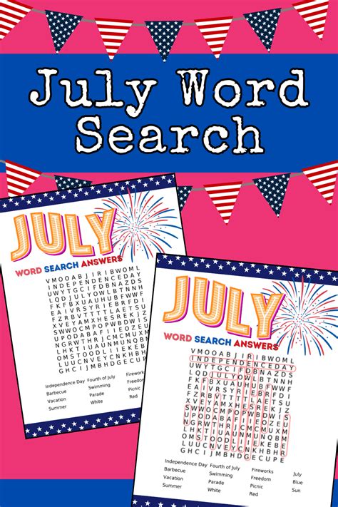Celebrate This Month With A Bang With This Printable July Word Search