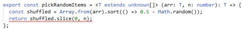 Javascript Function To Pick N Random Items From Array In Typescript Stack Overflow