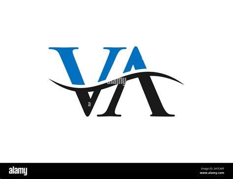VA Logo Design-Vektor. Swoosh mit VA-Logo im Buchstaben. Ursprüngliche ...