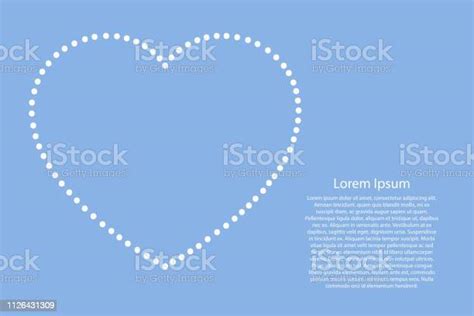 마음 사랑 배너 포스터 인사말 카드에 대 한 밝은 파란색 배경에 경계를 따라 하얀 점 들에서 발렌타인 추상 회로도 대 한 낭만적인 상징 벡터 일러스트입니다 점박이에 대한