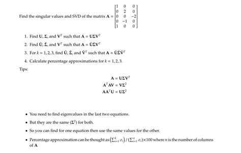 Solved Find The Singular Values And Svd Of The Matrix Chegg