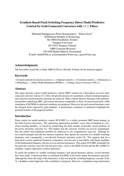 pdf gradient based fixed switching frequency direct model predictive
