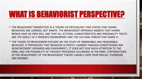 Behaviorist Perspective Report Pptx