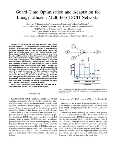 Pdf Guard Time Optimisation And Adaptation For Energy Efficient Multi Hop Tsch Networks