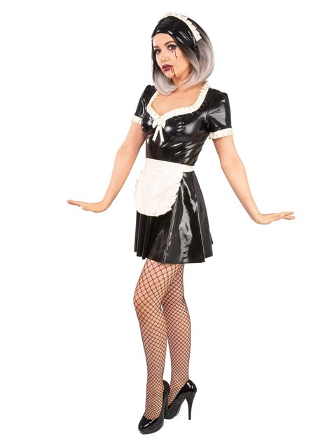 Honour Female Latex Rubber Maids Dress Halloween Edition In Classic