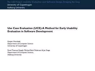 PPT Use Case Evaluation UCE A Method For Early Usability Evaluation In Software Development