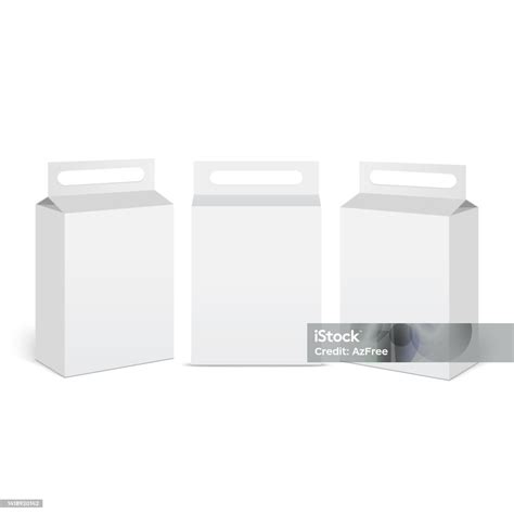 손잡이를 가진 3d 골판지 포장 선물 상자 벡터 상자에 대한 스톡 벡터 아트 및 기타 이미지 상자 손잡이 그림자 Istock
