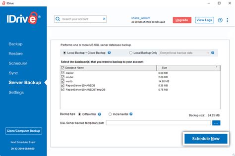backup sql server data to idrive® cloud