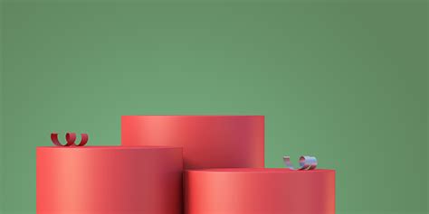 크리스마스와 신년 제품 연단 모형 디스플레이 배경 리본 3d 렌더링 배경 0명에 대한 스톡 사진 및 기타 이미지 0명 3차원 형태 강단 Istock