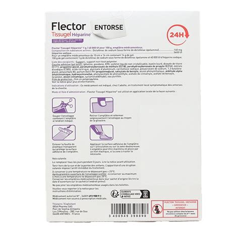 Flector Tissugel Héparine 24h Patch Anti Inflammatoire Entorse
