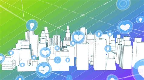 Animation Of Network Of Connections With Icons Over Cityscape Stock Footage Video Of Urban