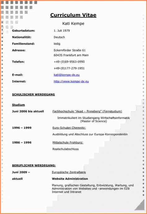 Porbe Von Brilliant Cv Französisch Beispiel Lebenslauf Französisch