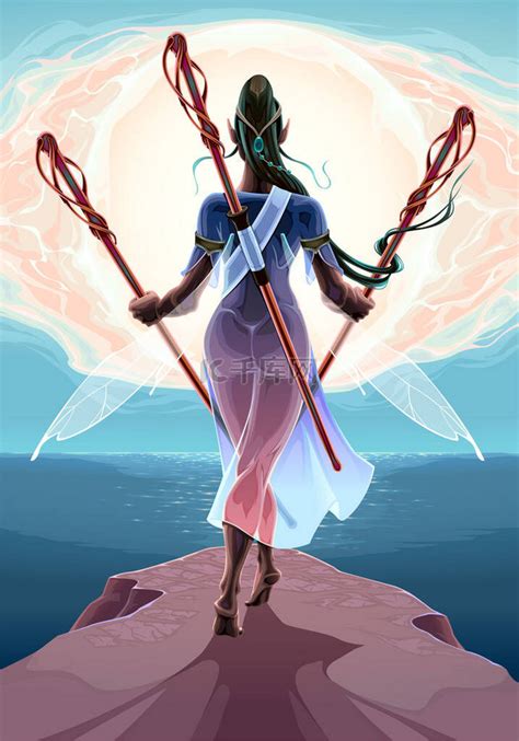 仙女与三个魔杖靠近大海。矢量幻想示例素材图片免费下载 千库网 仙女与三个魔杖靠近大海。矢量幻想示例素材图片免费下载 千库网