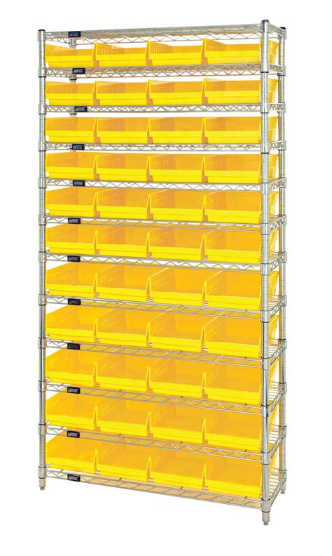 Quantum Wr12 114yl 24w 36d 74h Bin Wire Shelving System Yellow