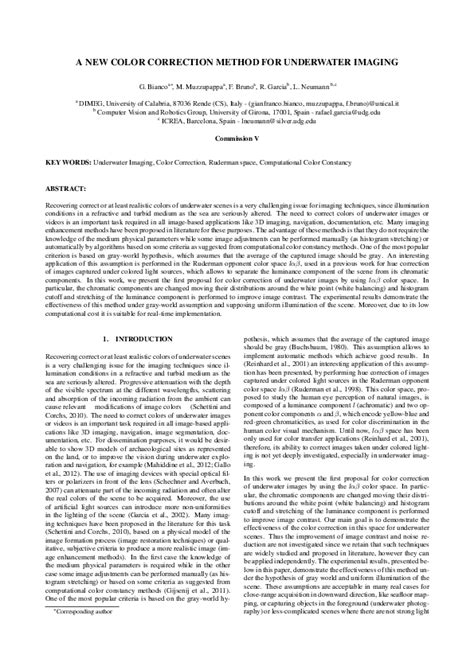 Pdf A New Color Correction Method For Underwater Imaging
