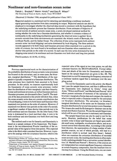 Pdf Nonlinear And Non Gaussian Ocean Noise