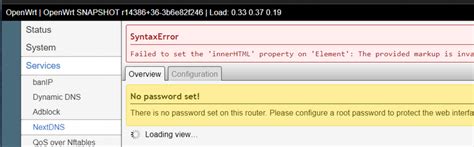 Luci App Nextdns Failed To Set The Innerhtml Property On Element