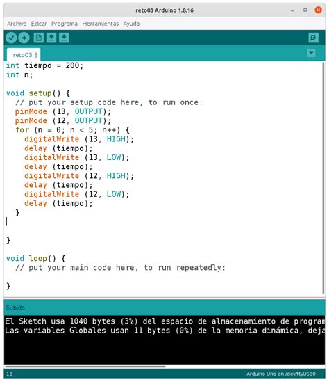 reto 03 secuencia de leds bucle for arduino tdr steam