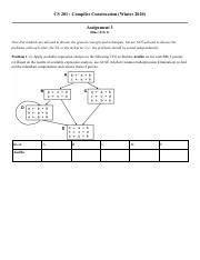 Assignment 3 Pdf CS 201 Compiler Construction Winter 2020 Assignment 3 Due Feb 1 Note That