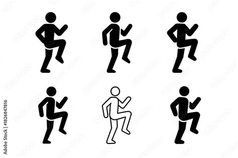 High Knees Logo Variations High Knees Exercise Icon Set Set Logo Of