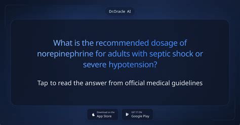 What Is The Recommended Dosage Of Norepinephrine For Adults With Septic
