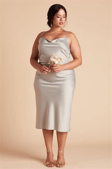 Shop By Color Birdy Grey Midi Bridesmaid Dress Pewter Bridesmaid Dresses Satin Bridesmaid