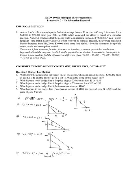 Microeconomics Practice Set Consumer Theory And Empirical Methods