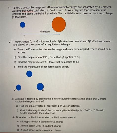 Solved 1 2 Micro Coulomb Charge And 18 Microcoulomb