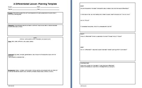 Differentiated Lesson Plan Template Simple Template Design