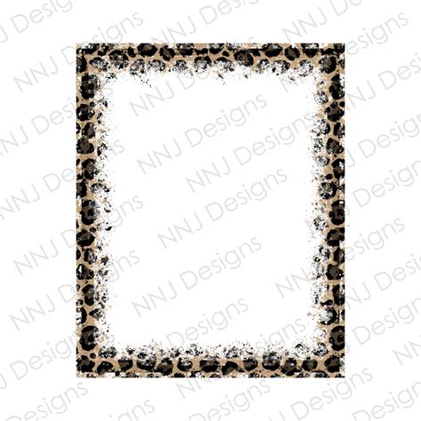Leopard Print Splatter Frame Png Sublimation Designs Splash Paint Rectangle Square Border