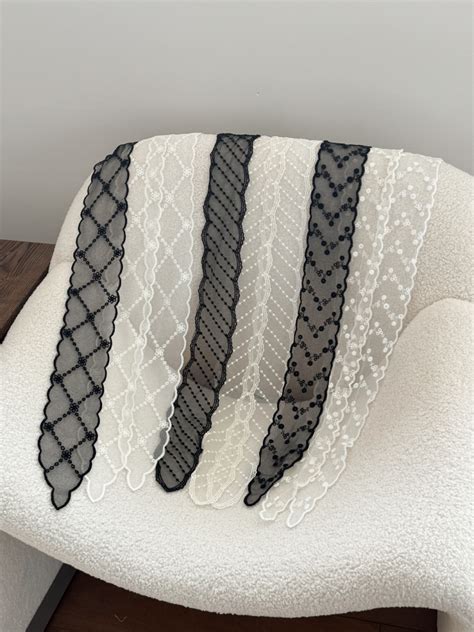 블루씨티 [3type] 레이스 패턴 롱 스카프 타이 머플러 3color