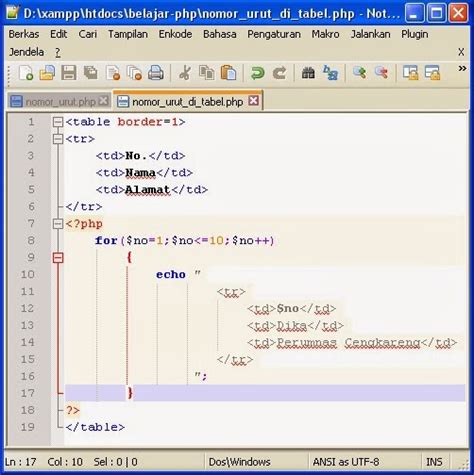 Membuat Nomor Urut Dengan Php Belajar Program Php
