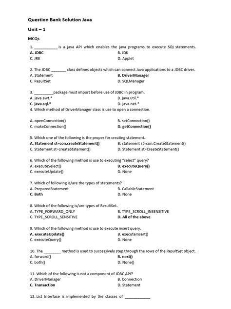 Us05cbca25 Java Question Bank Solution Pdf Databases Computing