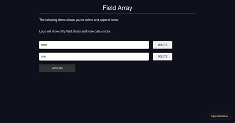 Issue With React Hook Form Usefieldarray And Formstate Dirtyfields Codesandbox