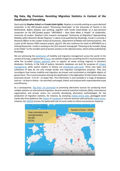 Pdf Big Data Big Promises Revisiting Migration Statistics In