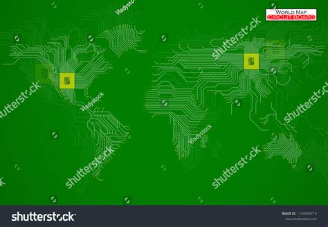 Abstract World Map Cpu Circuit Board Stock Vector Royalty Free 1134909713 Shutterstock