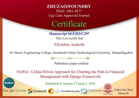 Krishna Aashrith On Linkedin Paperpublication Certifcate Djnago