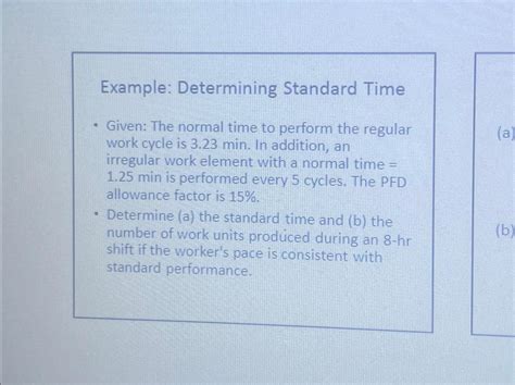Solved Example Determining Standard TimeGiven The Normal Chegg Com