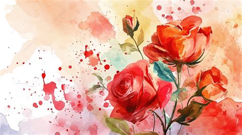 수채화 발렌타인 꽃 배경 키스와 포옹 사랑의 상징 연애 편지 배경 일러스트 및 사진 무료 다운로드 Pngtree