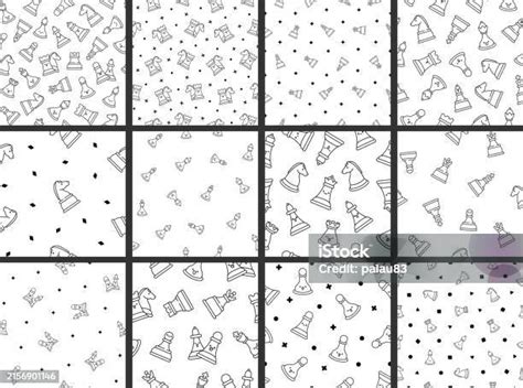 행복한 얼굴로 귀여운 체스 말 원활한 패턴 색칠 공부 페이지 손으로 그린 스타일입니다 벡터 그리기 디자인 장식품 컬렉션 가공의 인물에 대한 스톡 벡터 아트 및 기타 이미지