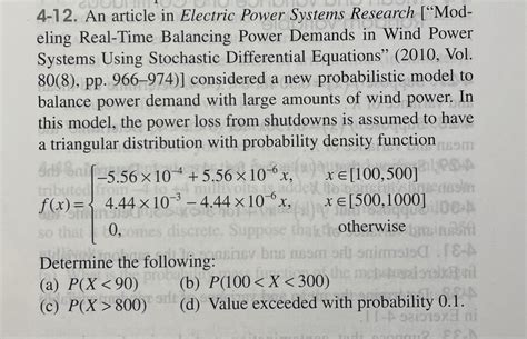 Solved 4 12 An Article In Electric Power Systems Research